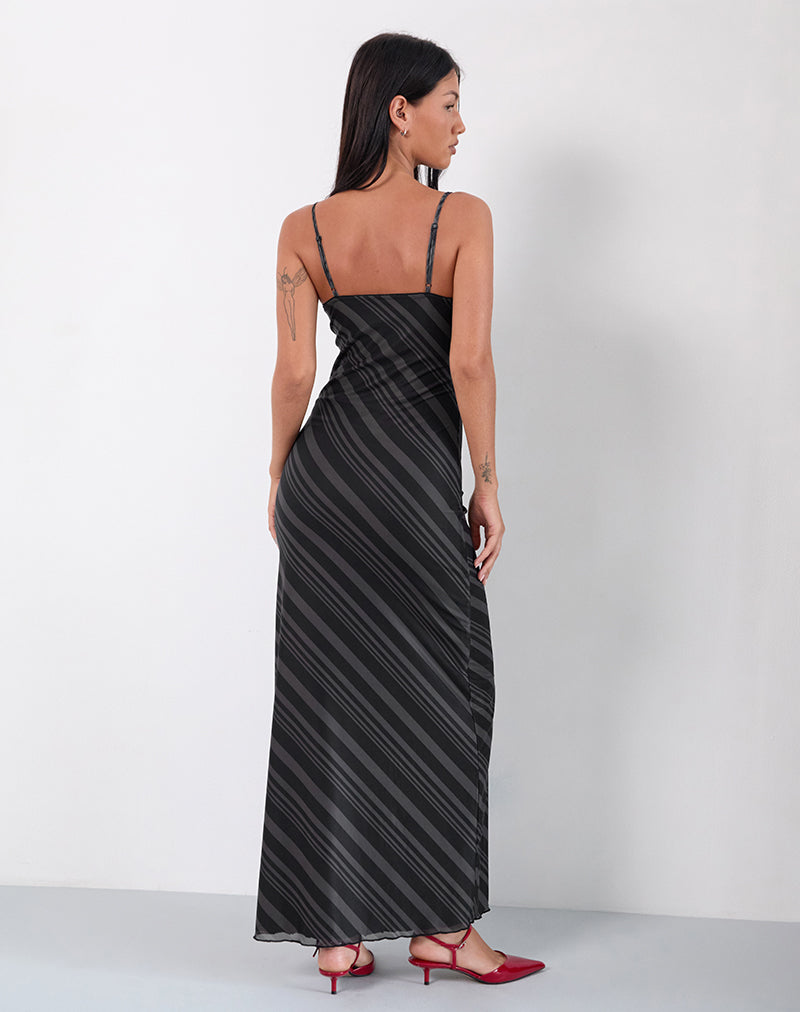 Robe longue rayée grise et noire | Darsih - motelrocks-com-eur
