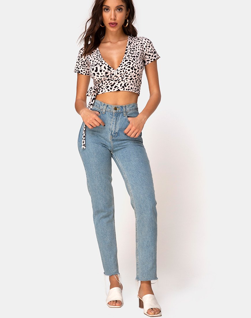 Monochrome Animal Print Crop Top | Bilen - motelrocks-com-eur