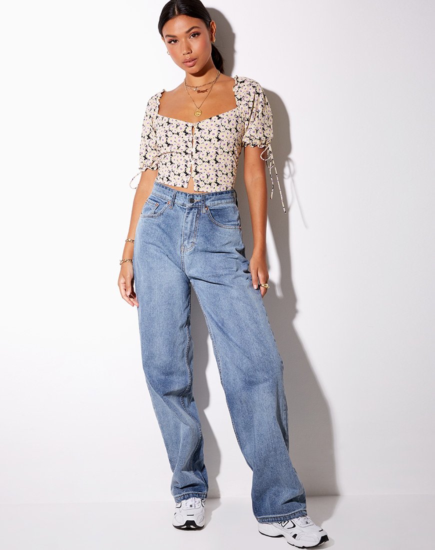 Flaba Crop Top in Daisy Day Cream - motelrocks-com-eur