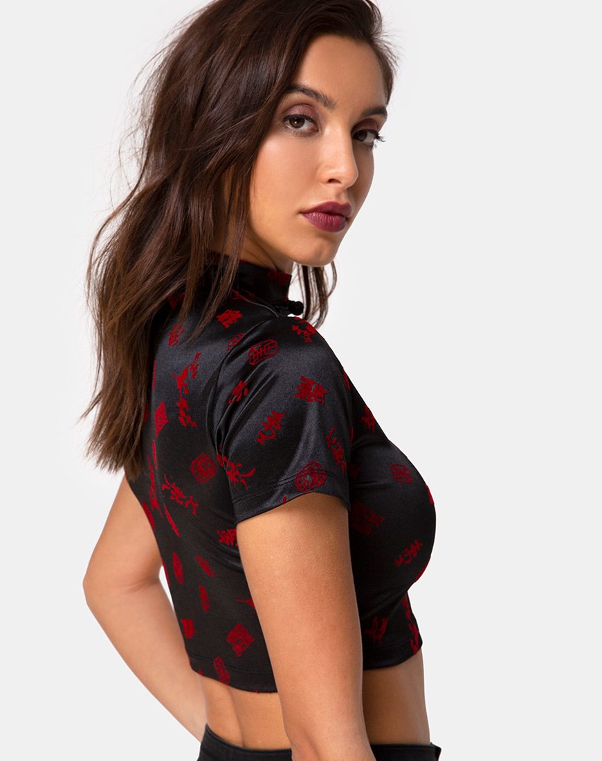 Top japonais noir | Jiso - motelrocks-com-eur